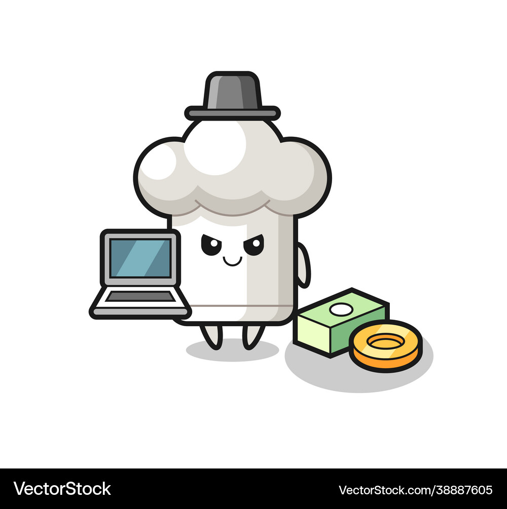 Mascot chef hat as a hacker Royalty Free Vector Image