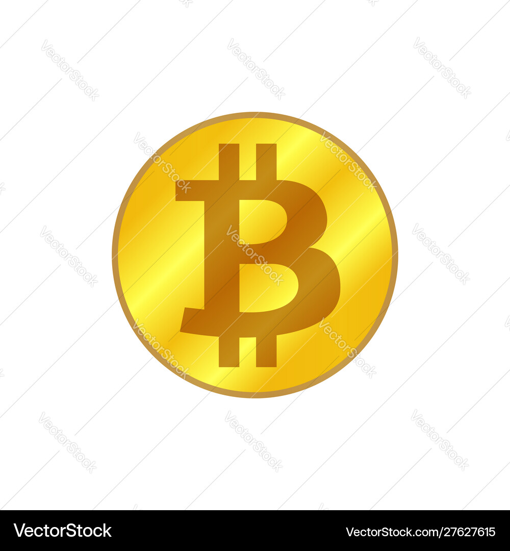 Bitcoin icon gold cryptocurrency coin Royalty Free Vector