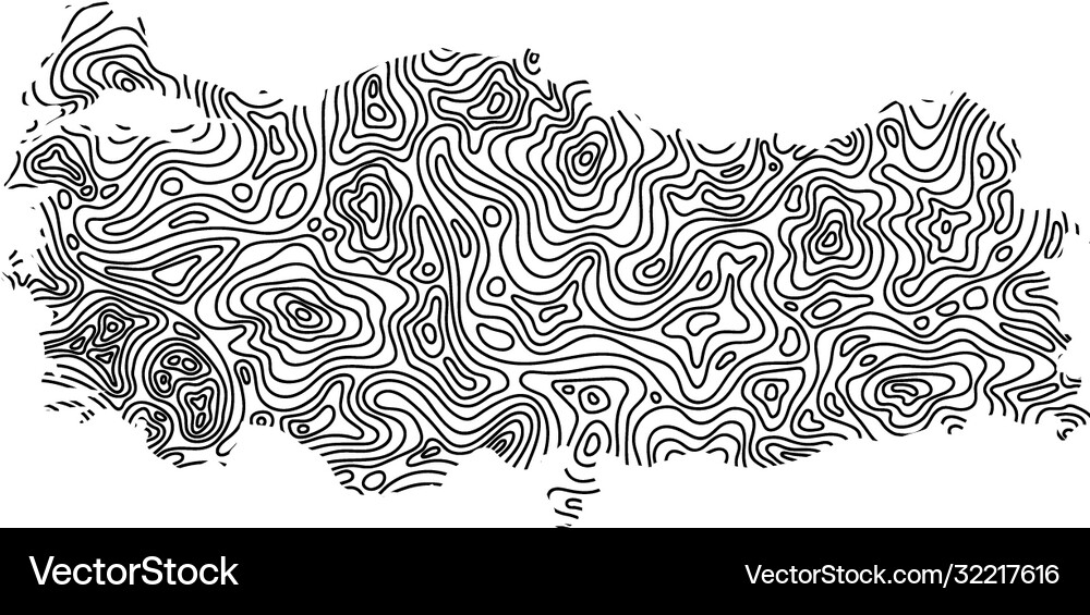 Turkey map from black isolines or level line Vector Image