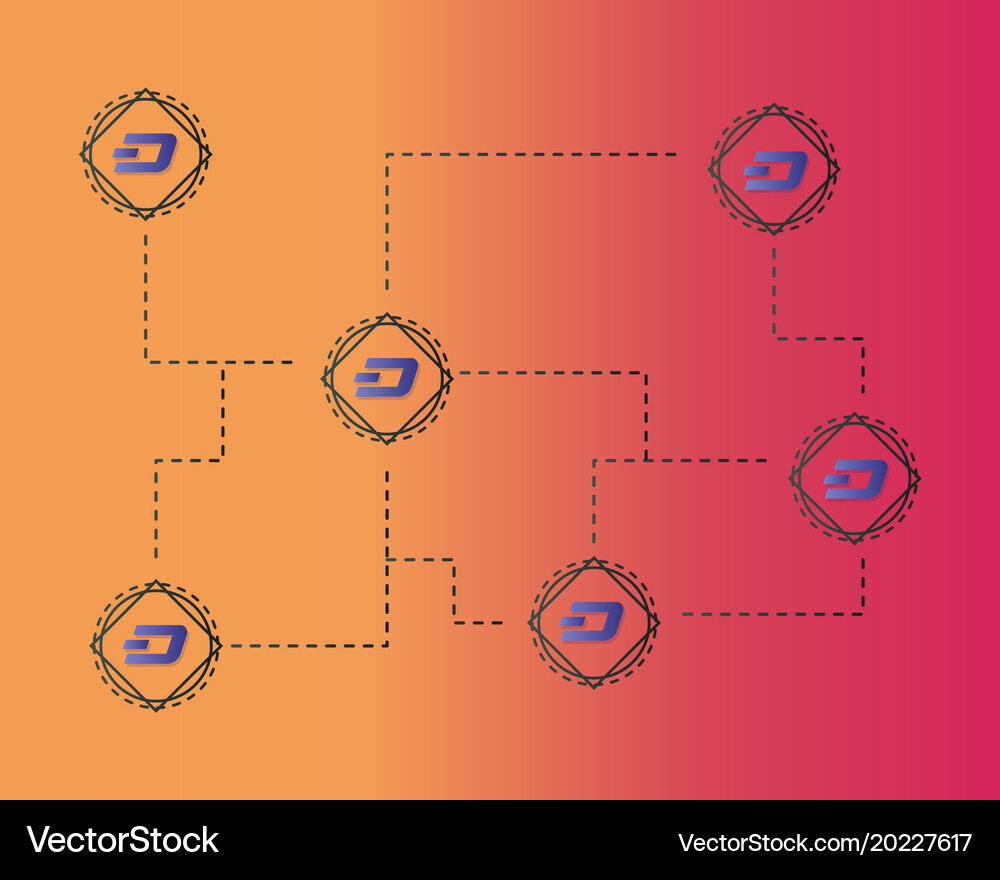 Dash blockchain technology circuit network Vector Image