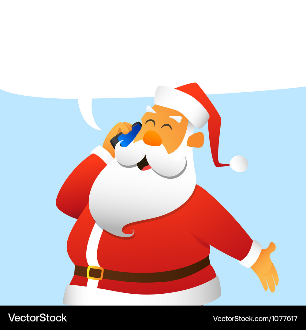 Santa Claus talking on a cell phone Royalty Free Vector