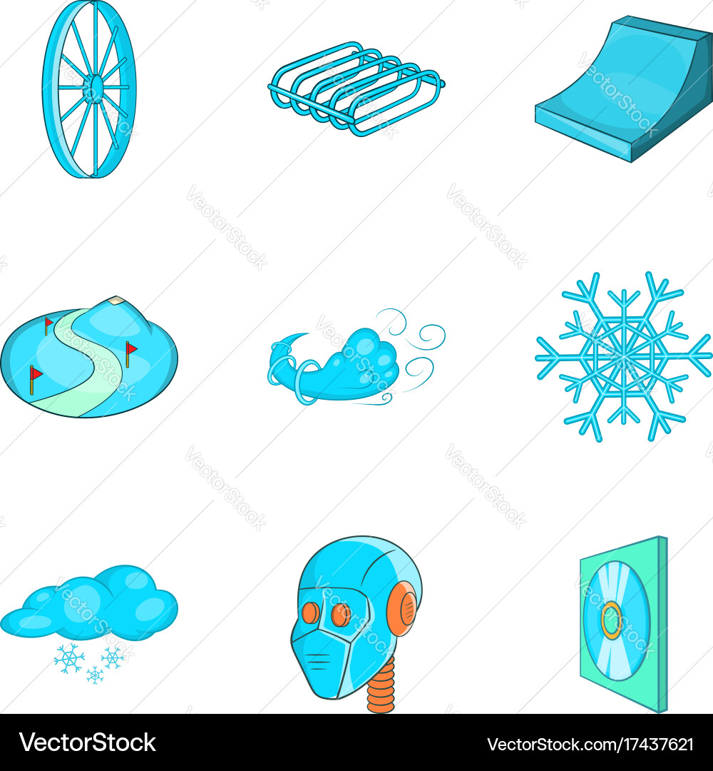 Azure icons set cartoon style Royalty Free Vector Image