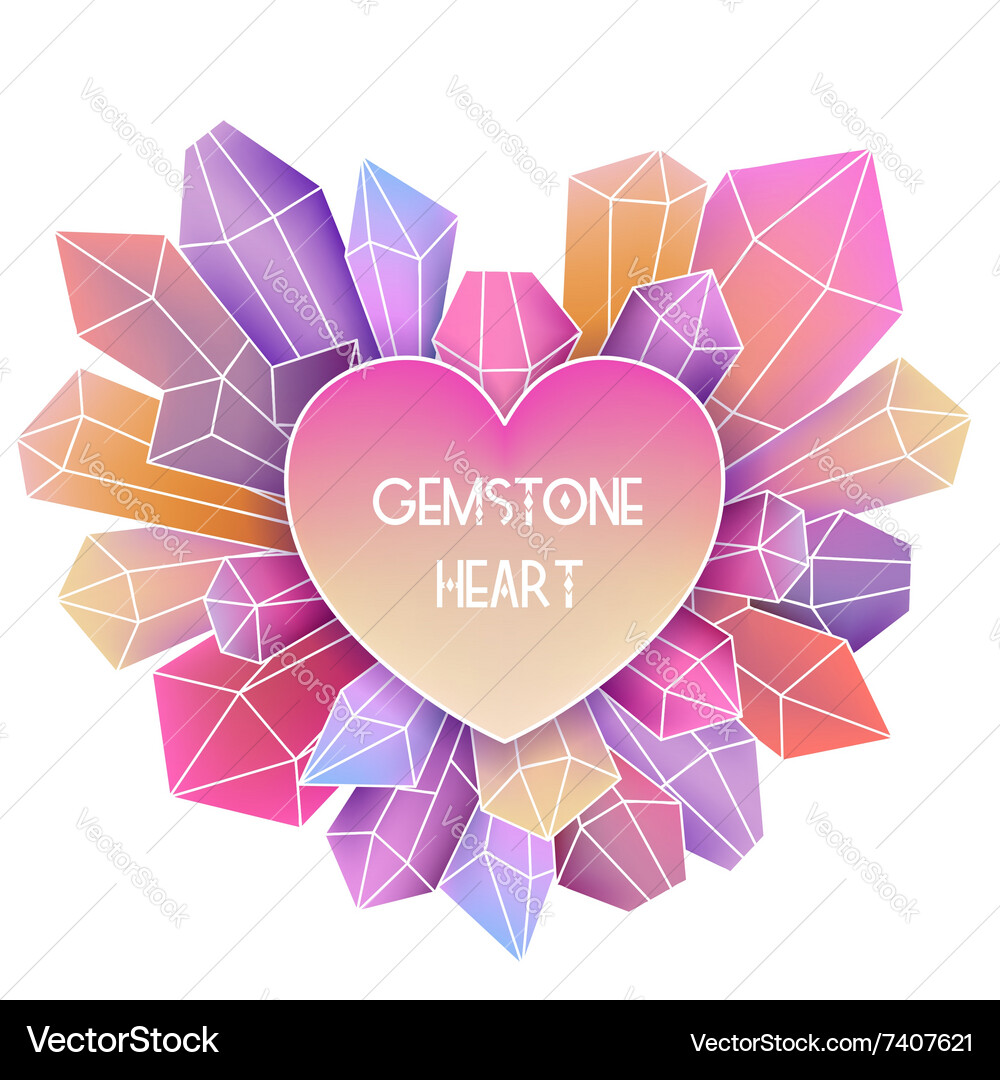 Heart frame with mineral crystal splash beside Vector Image