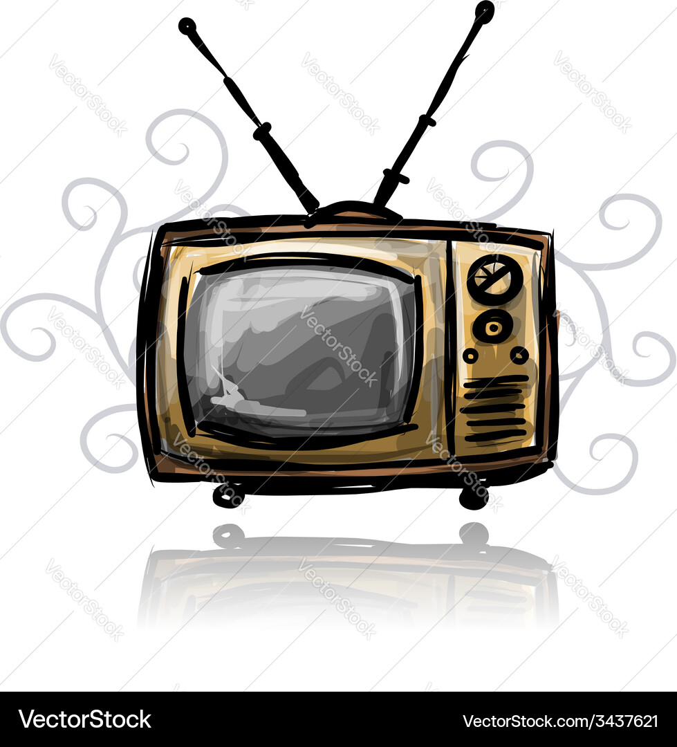 Retro tv sketch for your design Royalty Free Vector Image