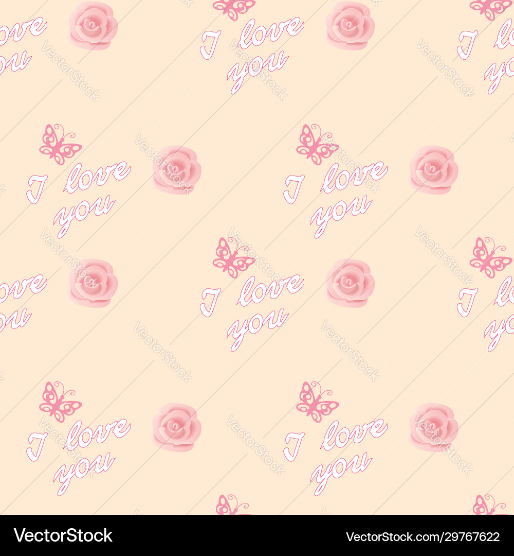 Seamless romantic pattern with roses Royalty Free Vector