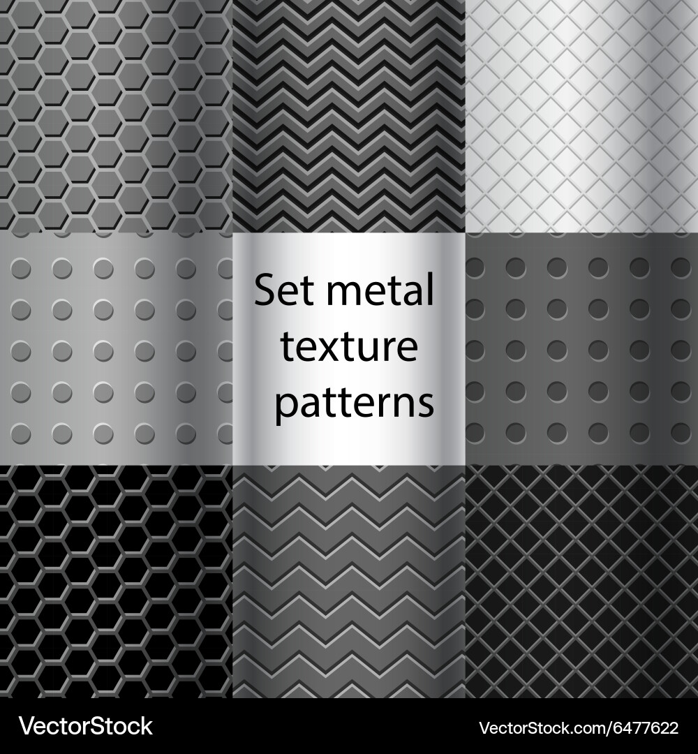 Set of metal texture seamless patterns Royalty Free Vector