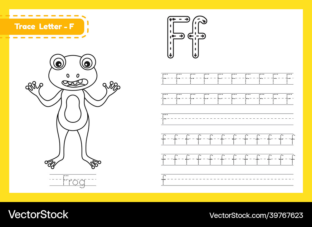 Trace letter f uppercase and lowercase alphabet Vector Image