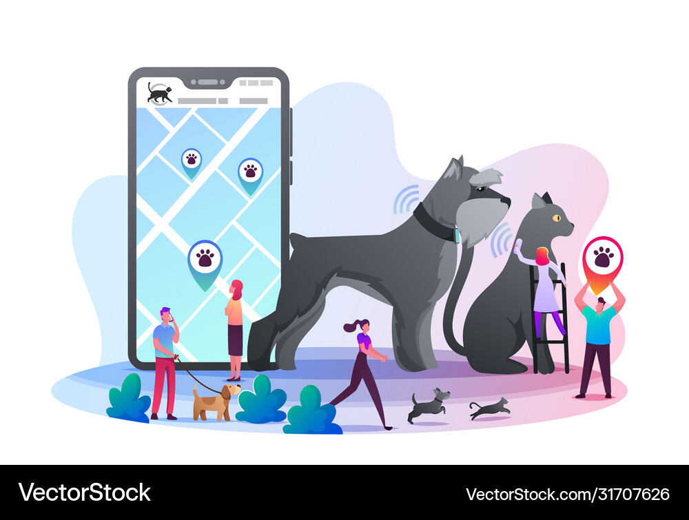 Owners use gps control trackers for their pets Vector Image