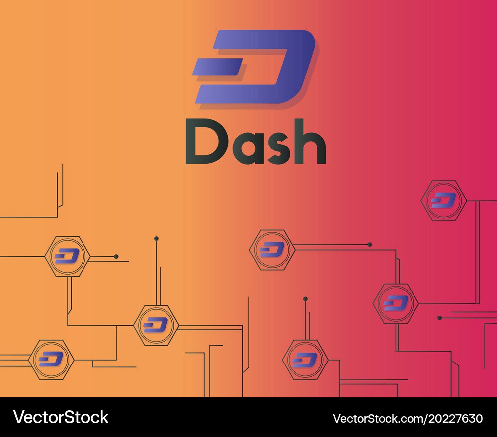 Dash blockchain technology circuit network Vector Image