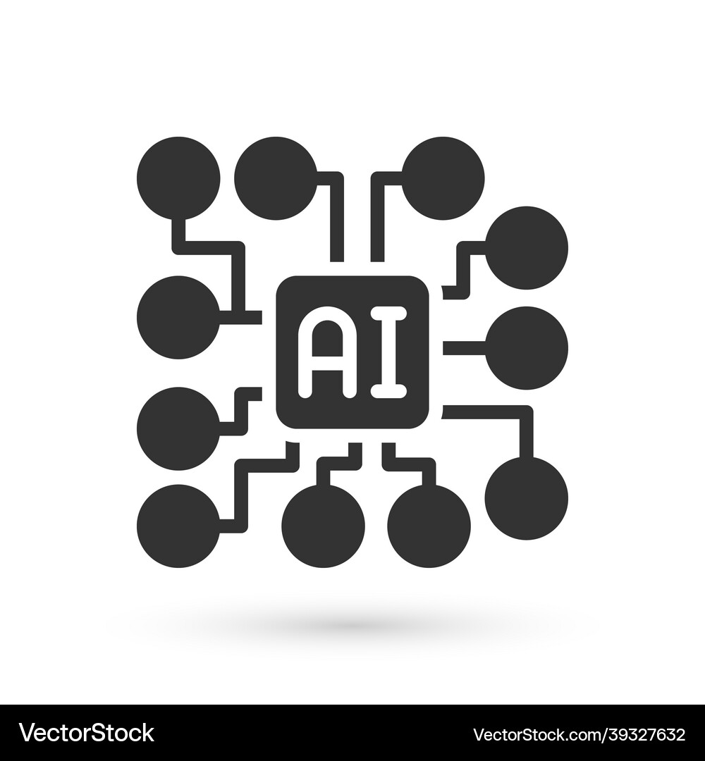 Grey neural network icon isolated on white Vector Image