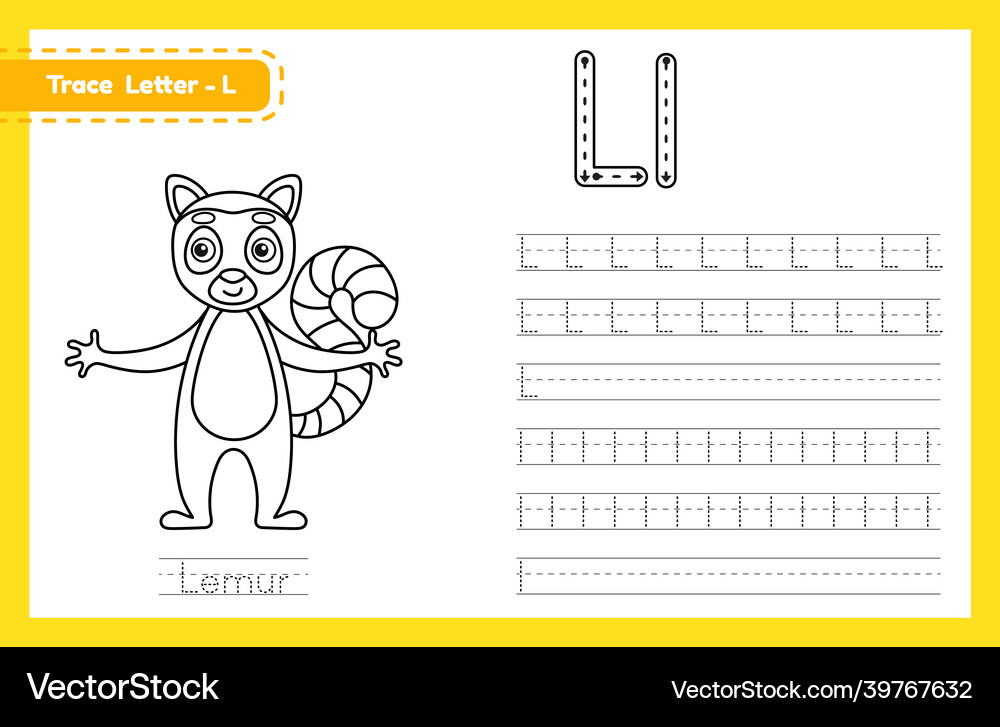 Trace letter l uppercase and lowercase alphabet Vector Image
