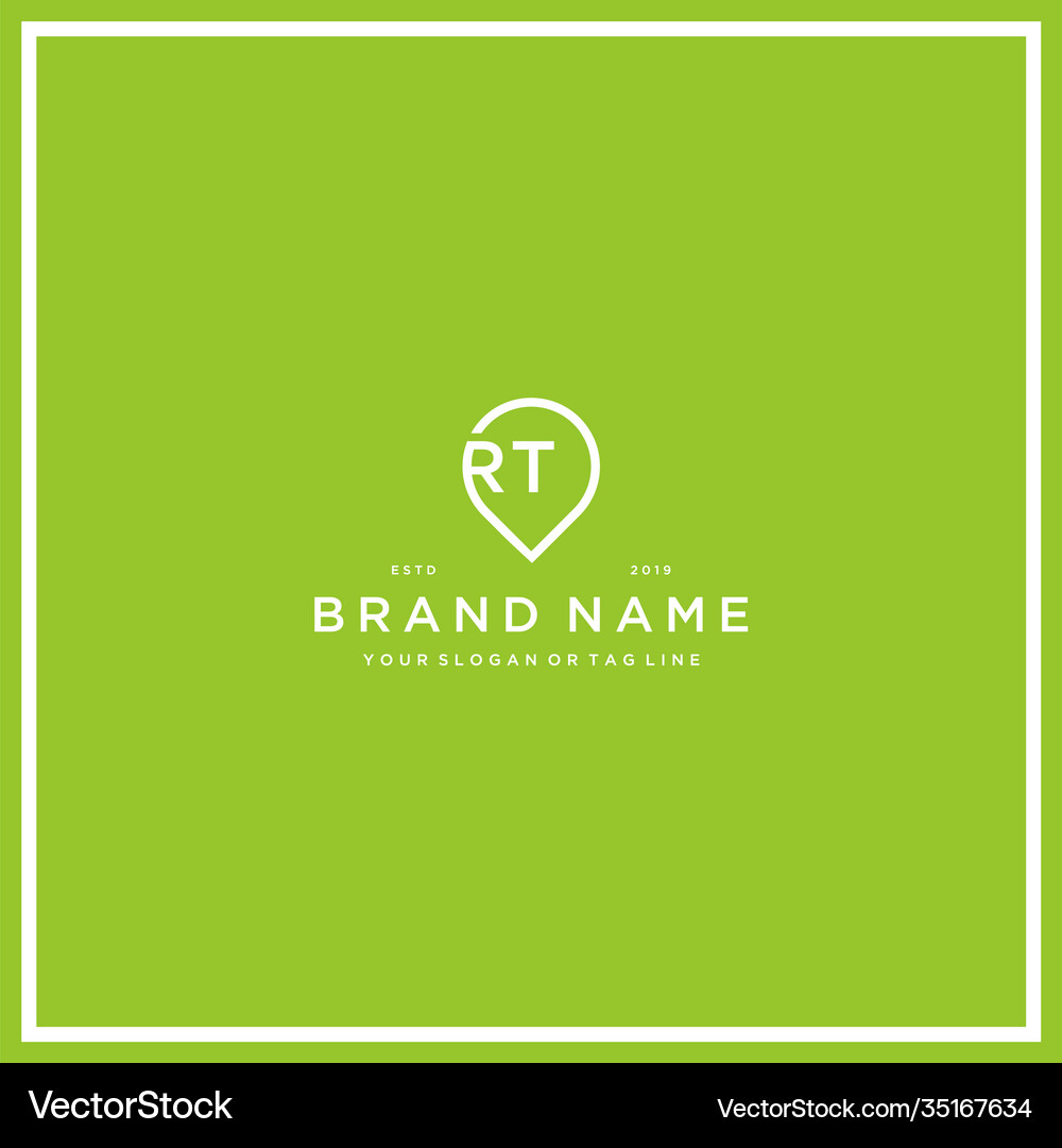 Letter rt pin logo design Royalty Free Vector Image