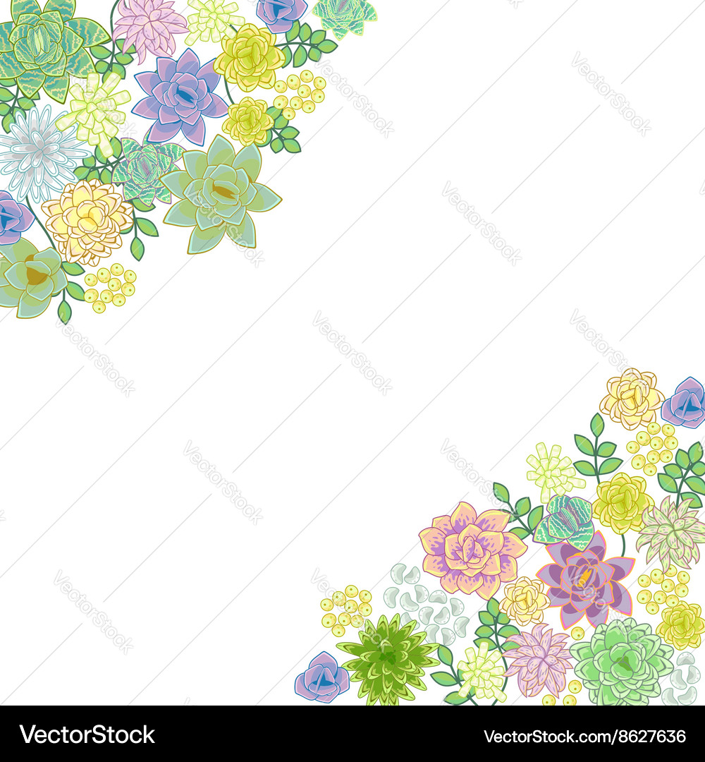 Succulent garden border card design Royalty Free Vector