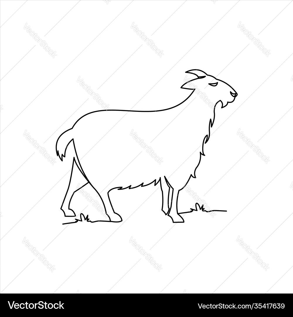 Goat line draw coloring animal Royalty Free Vector Image