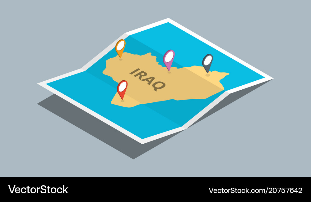 Explore iraq maps with isometric style and pin Vector Image