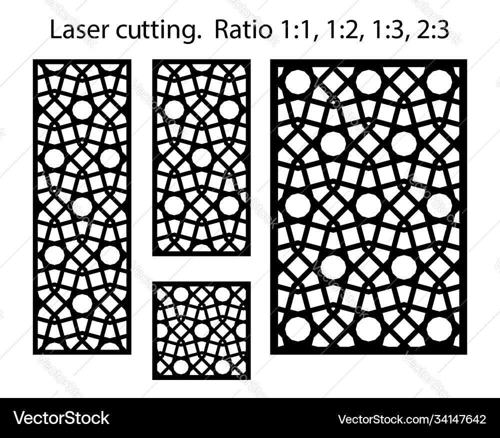 Lazer modern pattern cnc geometric template set Vector Image