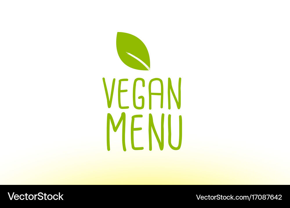 Vegan menu green leaf text concept logo icon Vector Image