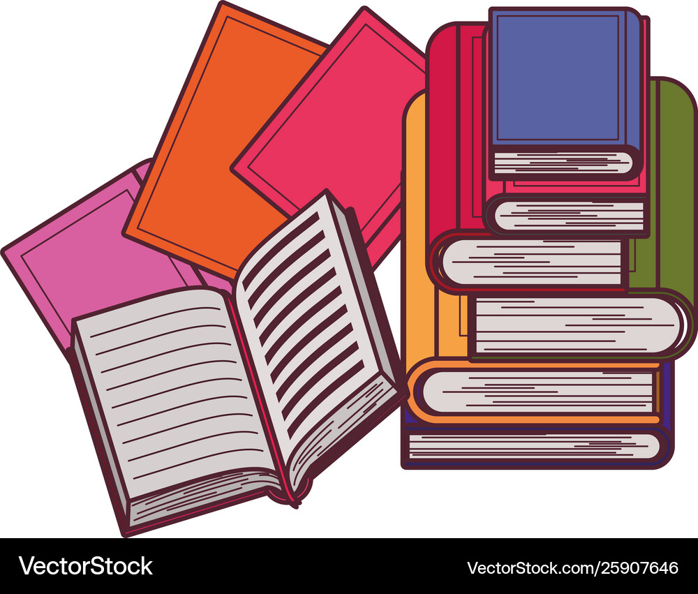 Group books and hand design Royalty Free Vector Image