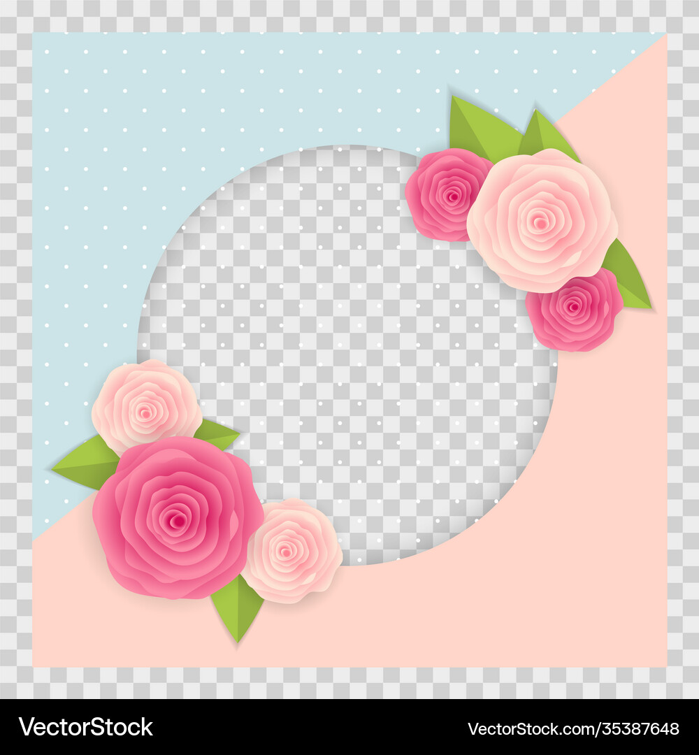 Cute background with frame and flowers collection Vector Image