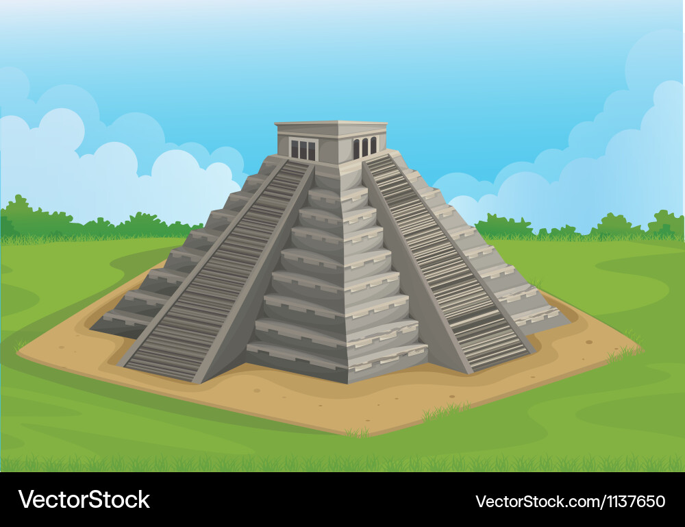 Pyramid of the sun Chichen Itza Royalty Free Vector Image