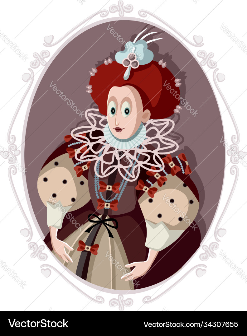 Queen elizabeth i caricature Royalty Free Vector Image