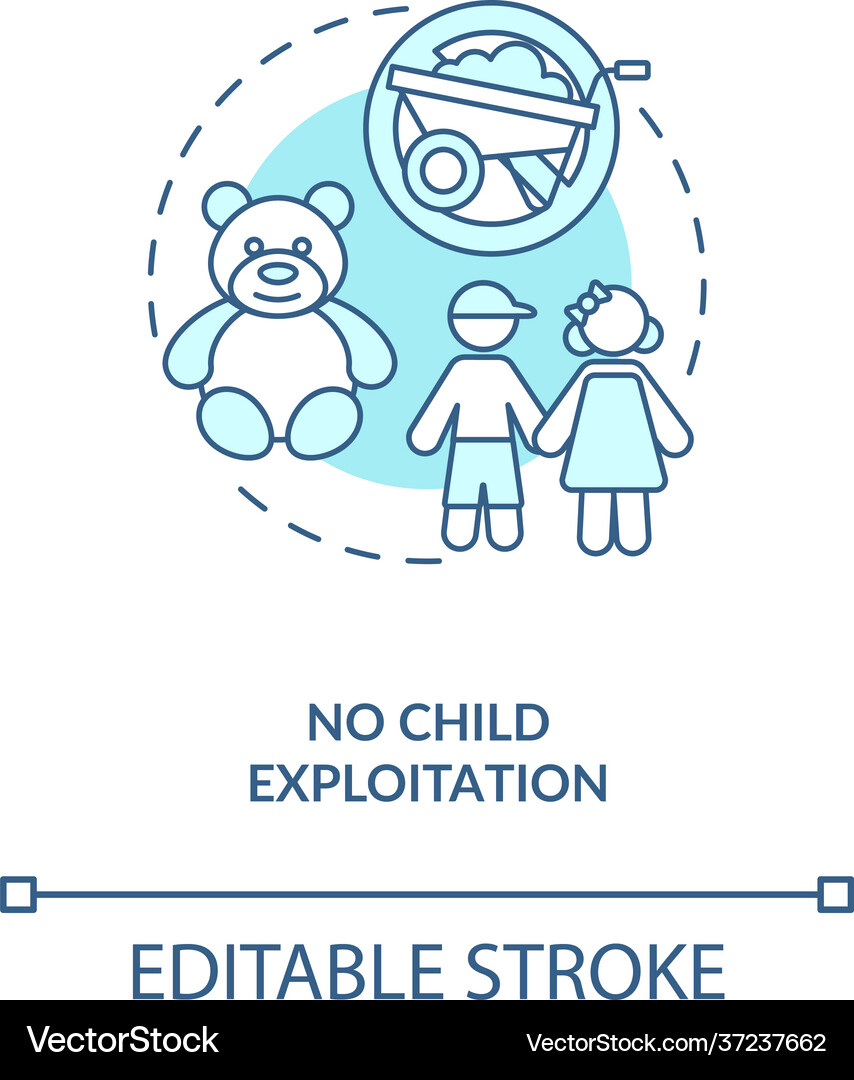 No child exploitation blue concept icon Royalty Free Vector