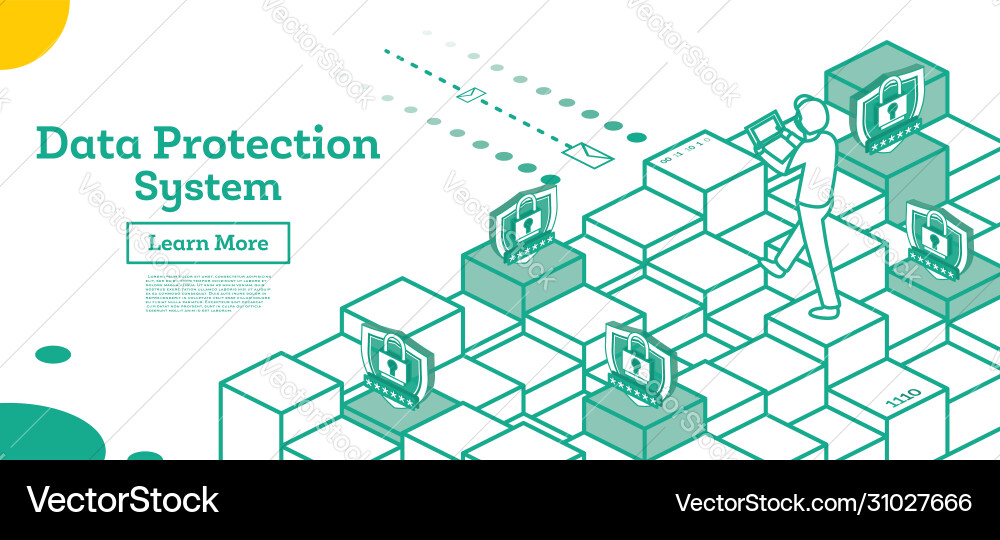 Outline cyber security concept isometric isolated Vector Image
