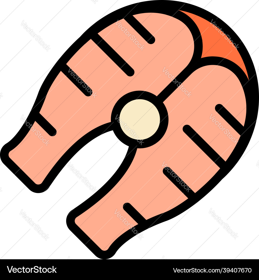 Cut slice fish icon color outline Royalty Free Vector Image