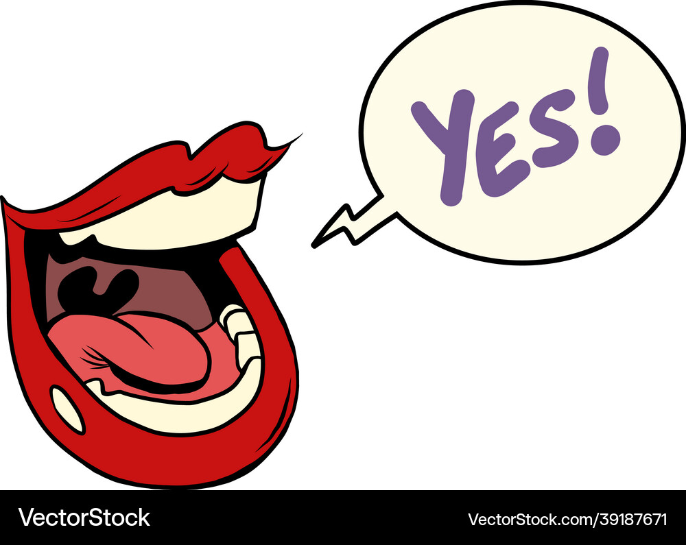 Yes pop art mouth scream words speech talk Vector Image