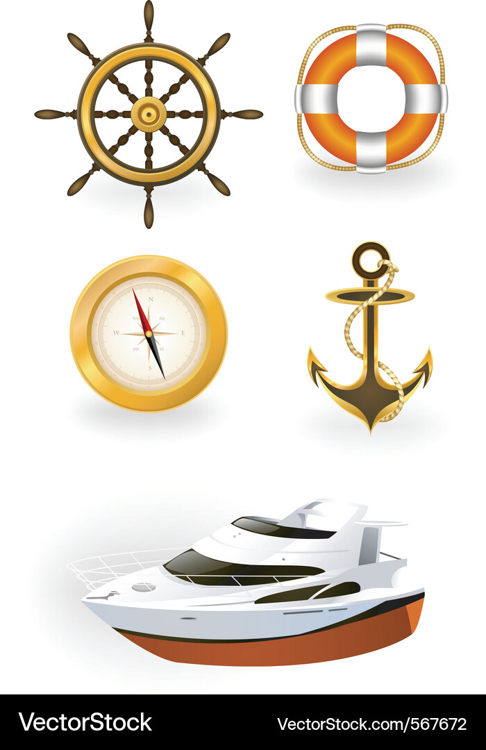 Sea symbols Royalty Free Vector Image - VectorStock