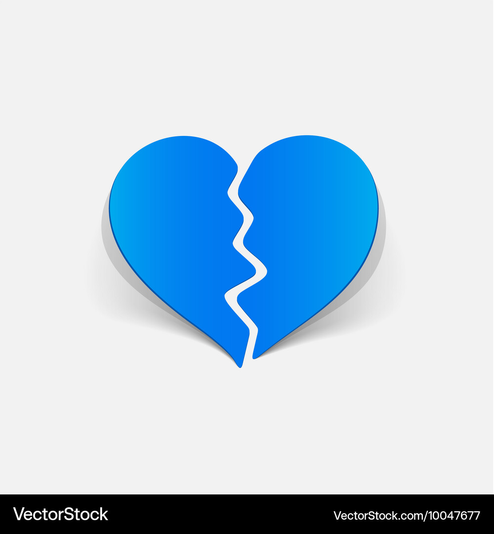Realistic design element broken heart Royalty Free Vector