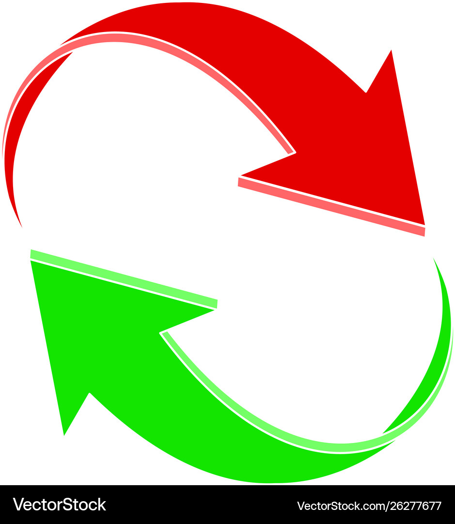 Red and green arrows in circular motion Royalty Free Vector