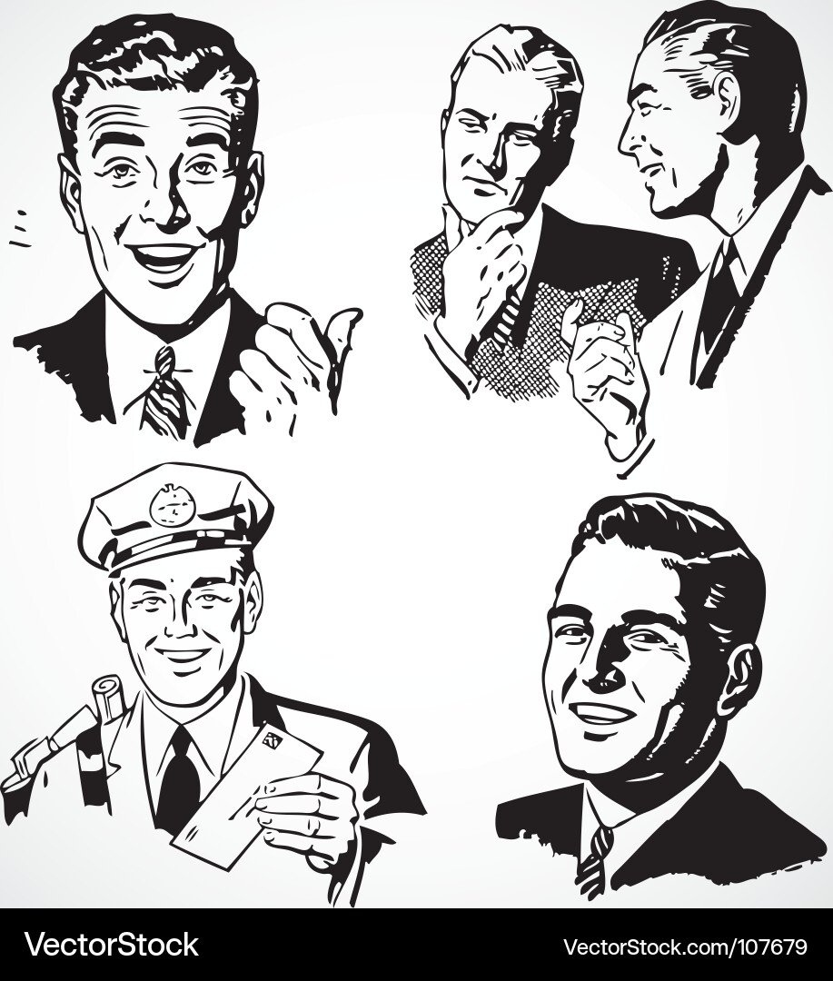 Retro businessmen Royalty Free Vector Image - VectorStock
