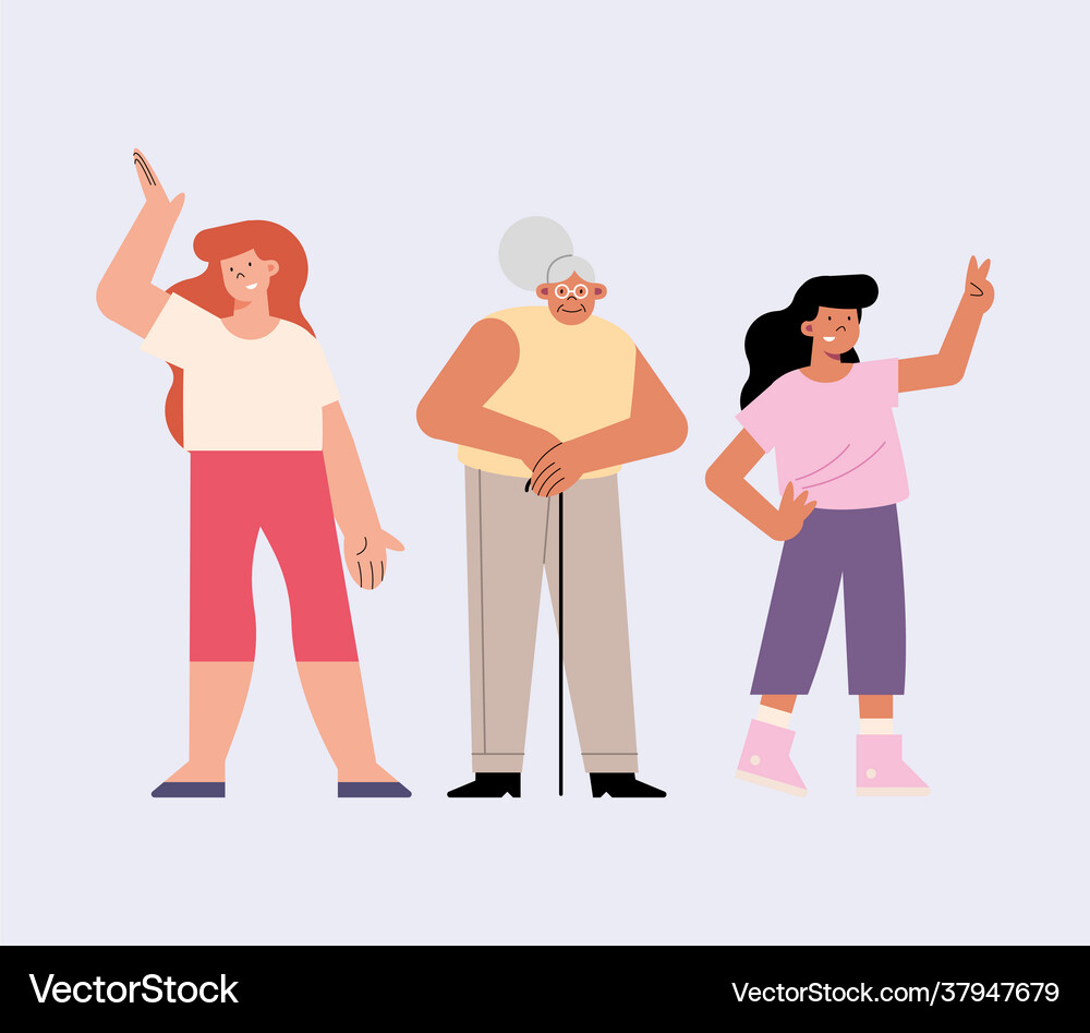 Three family female members Royalty Free Vector Image
