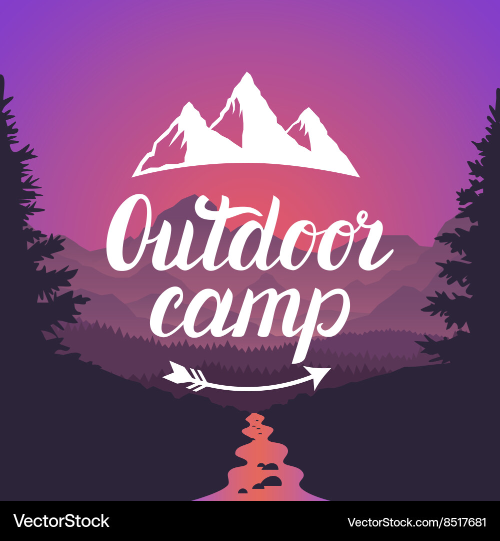 Outdoor camp logo camp emblem design Royalty Free Vector