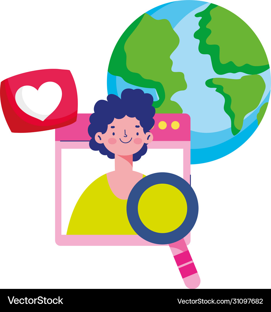 World website people connection romantic cartoon Vector Image