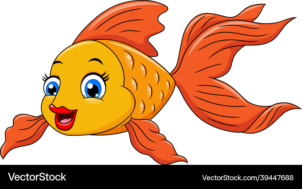 Cute goldfish cartoon Royalty Free Vector Image