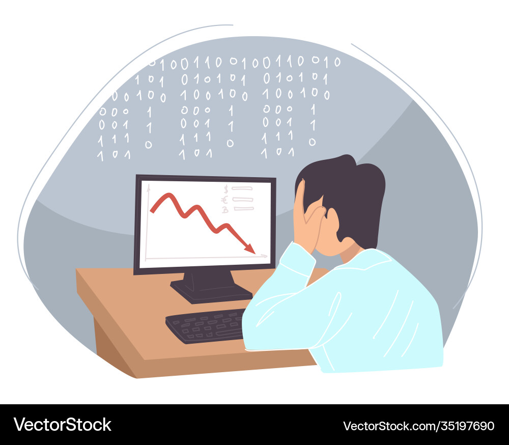 Man worried crisis problems at work business Vector Image
