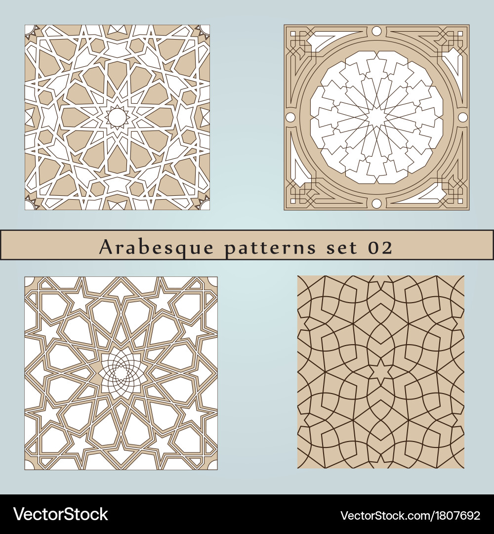 Set of four arabesque seamless pattern Royalty Free Vector