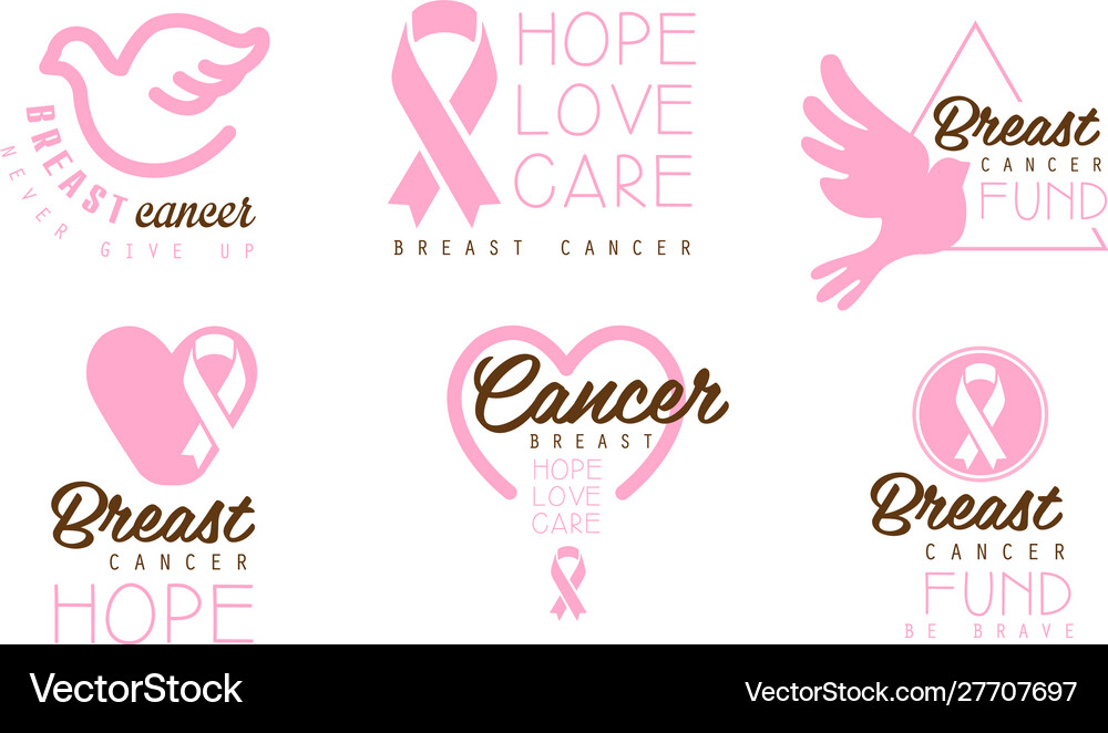 Set logos with inscriptions in support Royalty Free Vector