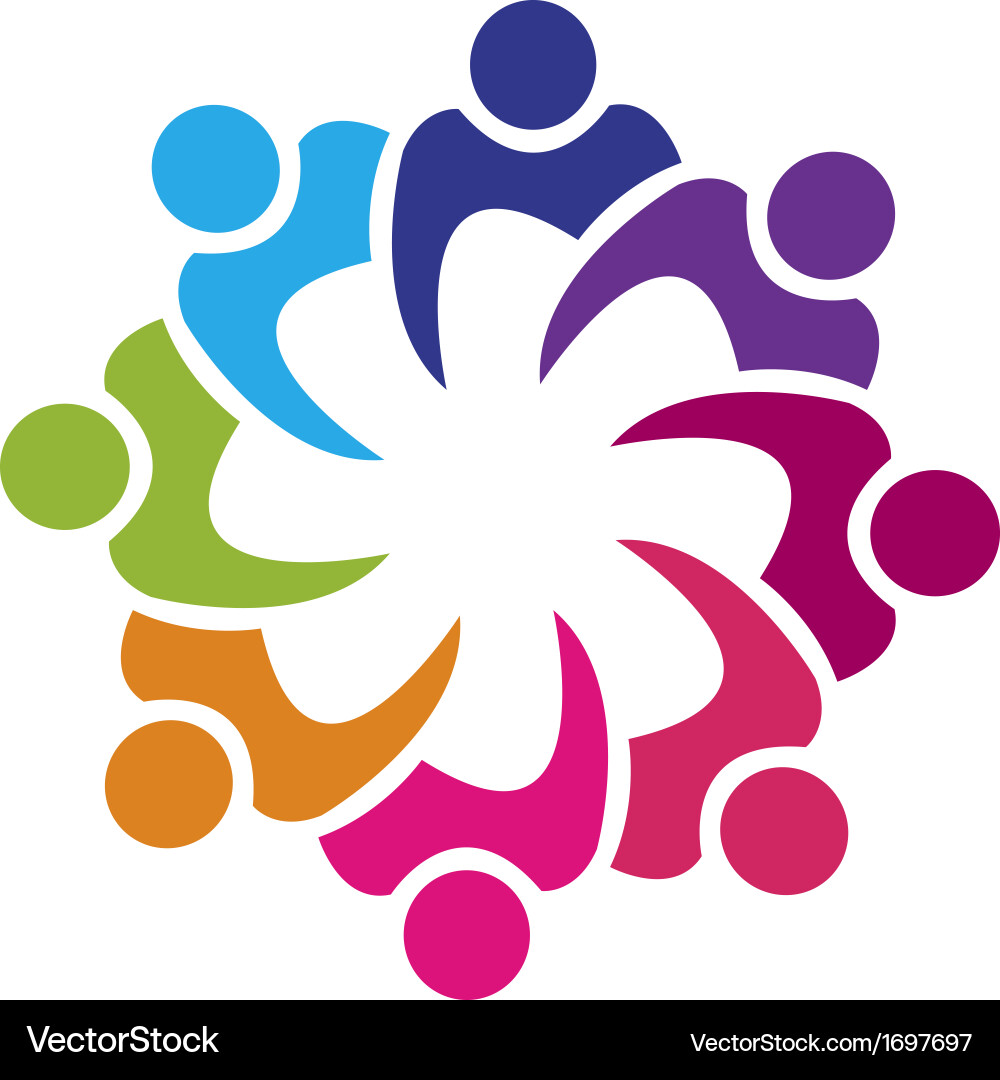 Teamwork union 4 people logo Royalty Free Vector Image
