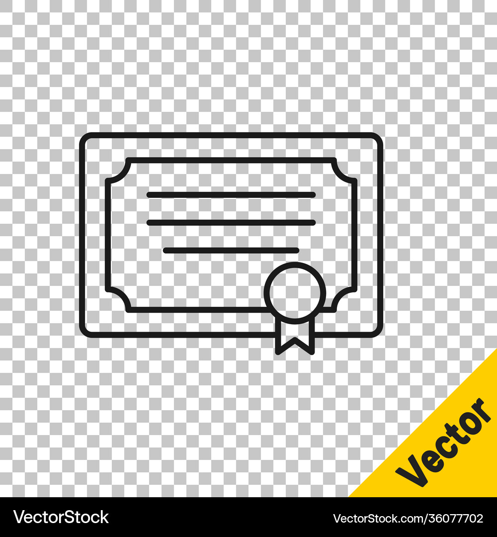 Black line certificate template icon isolated Vector Image