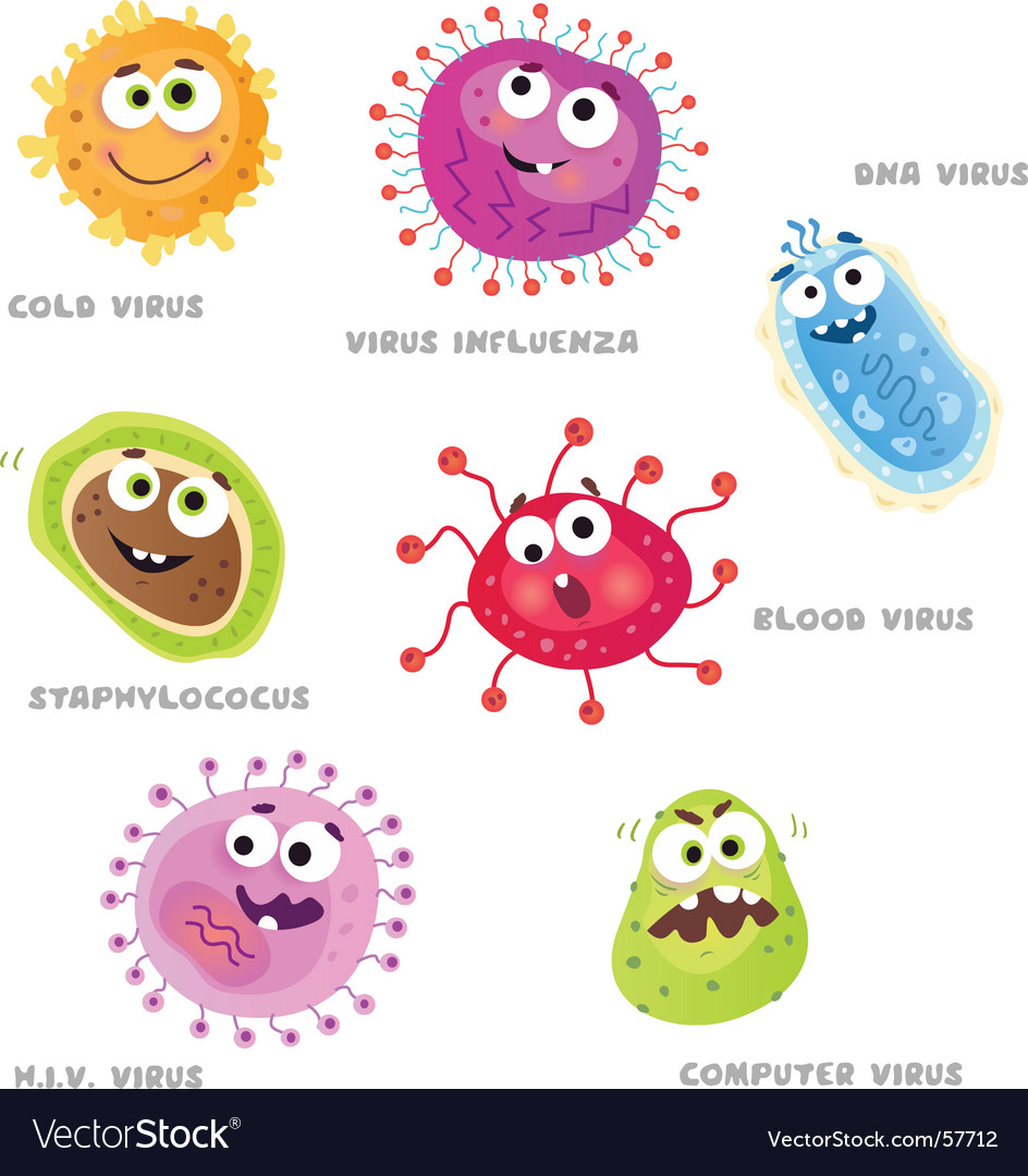 Virus cartoons Royalty Free Vector Image - VectorStock