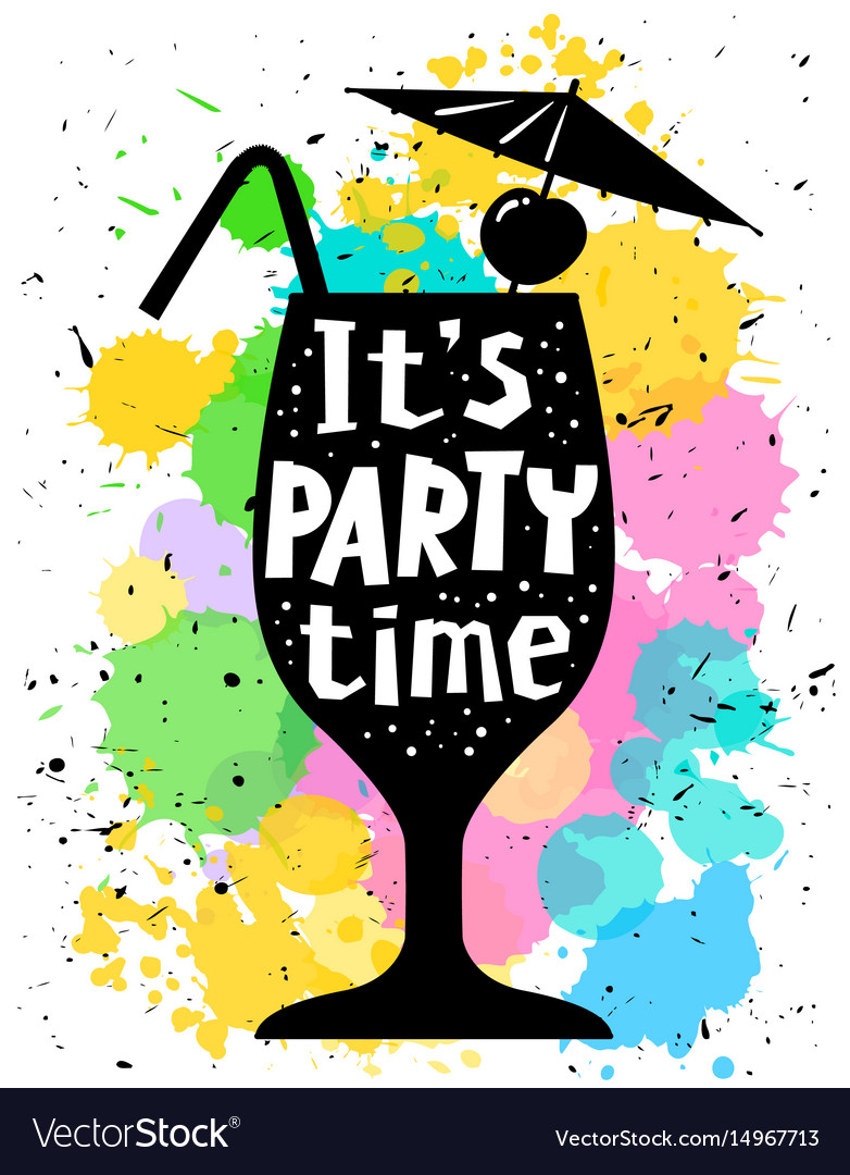 Cocktail glass silhouette its party time Vector Image