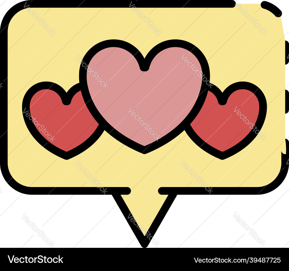 Bubble with hearts icon color outline Royalty Free Vector