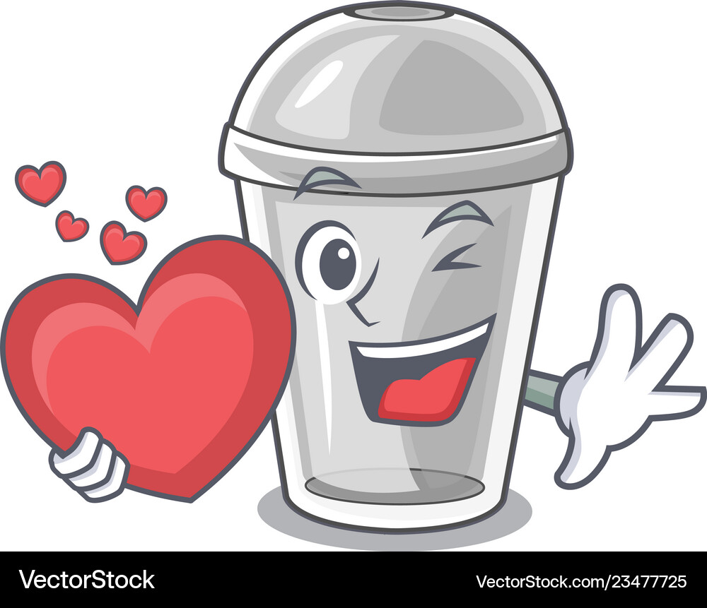 With heart plastic cup isolated on mascot Vector Image