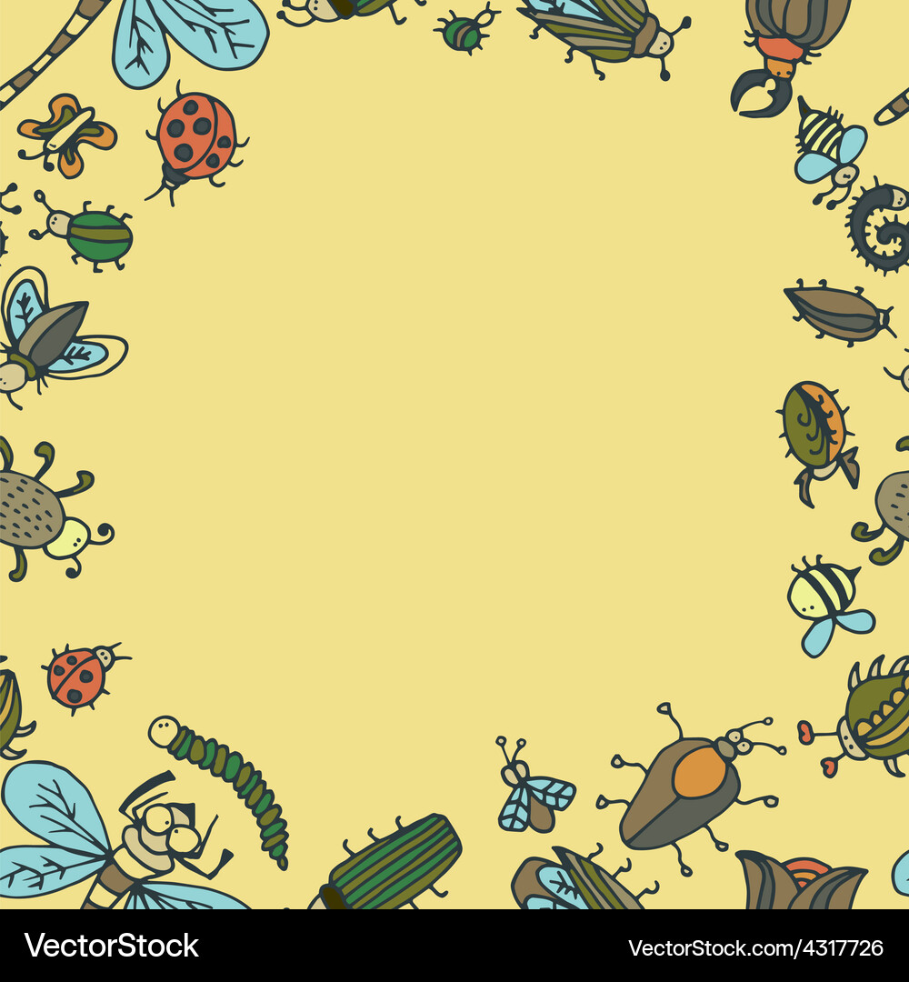 Cute cartoon insect border pattern Summer concept Vector Image