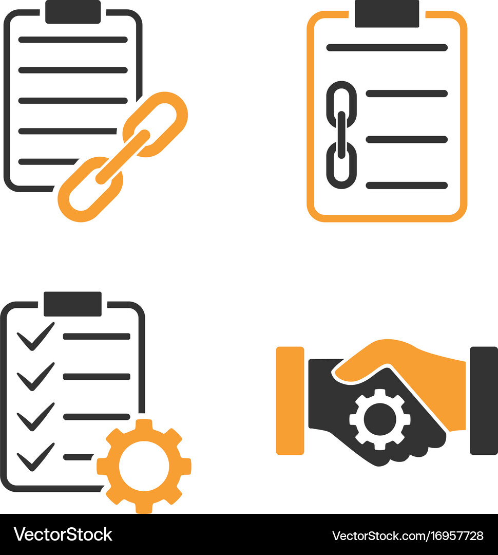 Blockchain smart contract icon set Royalty Free Vector Image