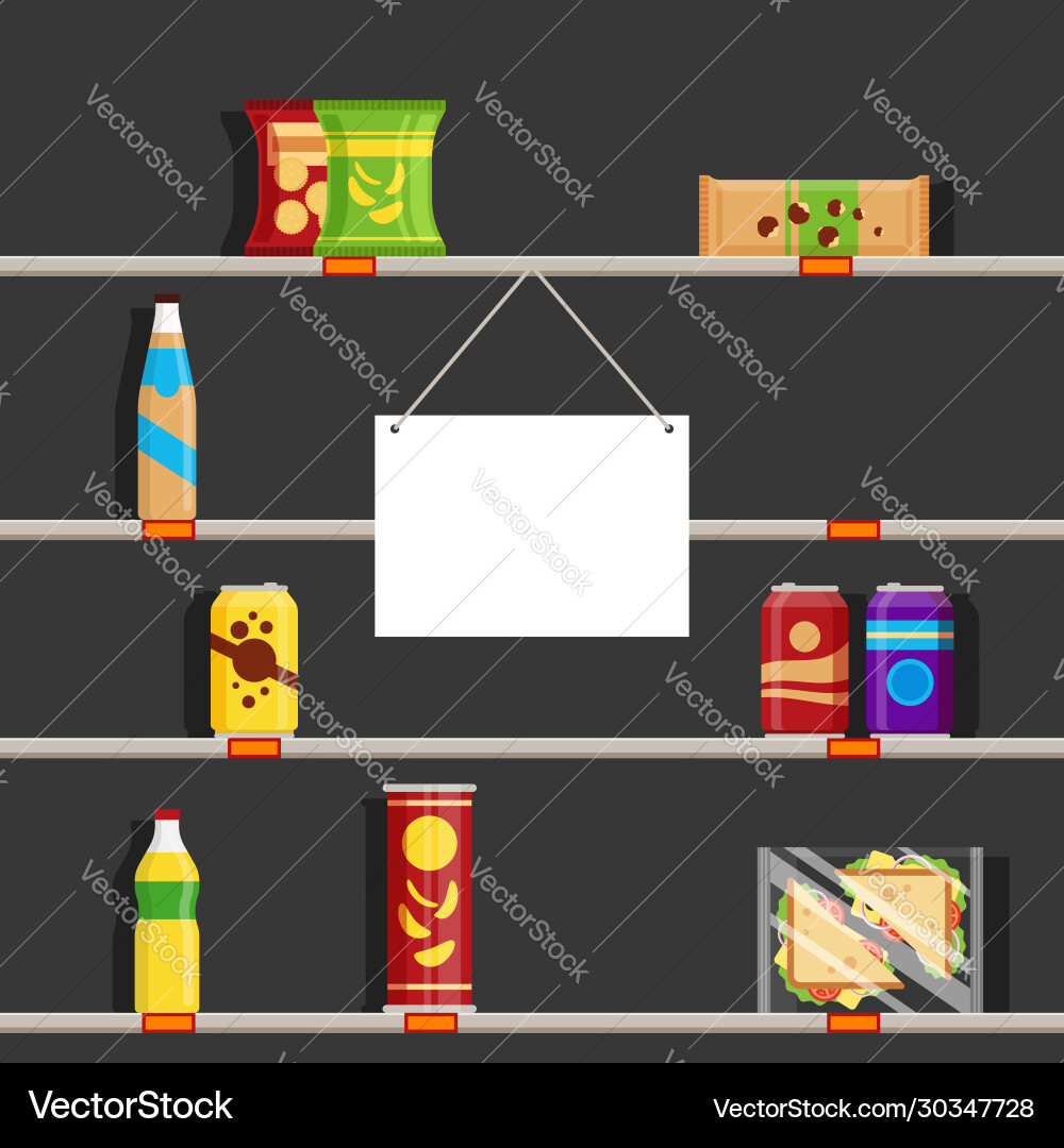 Empty shelves in supermarket during Royalty Free Vector