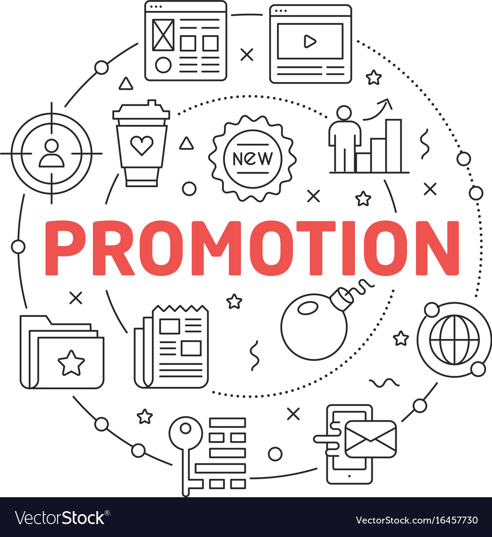 Line flat circle promotion Royalty Free Vector Image